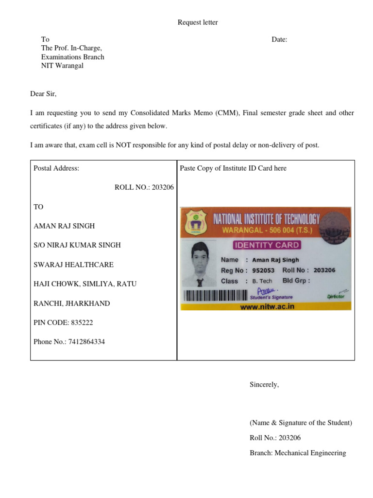 Request Letter Pdf