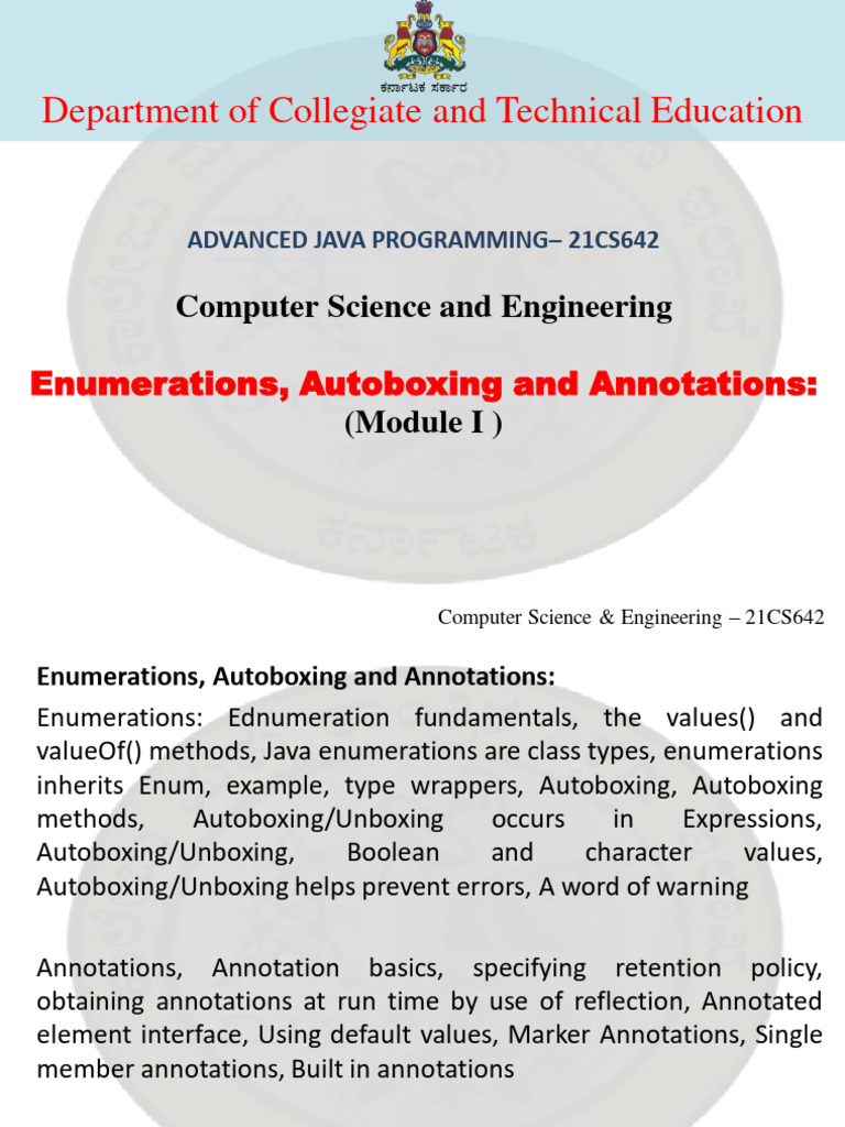 Enumeration Autoboxing and Annotations | PDF | Method (Computer Programming) | Programming