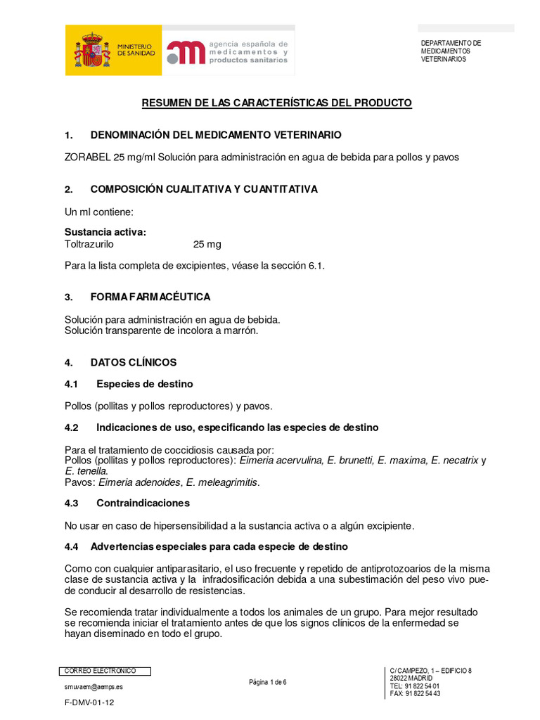 ZORABEL | PDF | Medicamentos con receta | Agua