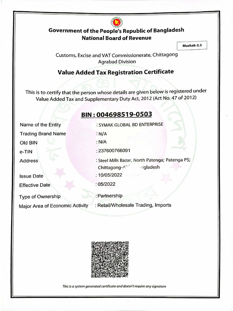 VaT Certificate | PDF