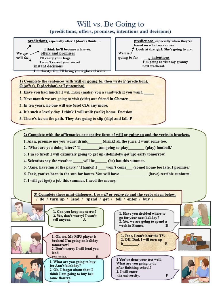 will-vs-be-going to - worksheet(9)[1] | PDF