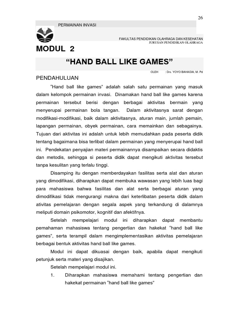 Modifikasi Permainan Hand Ball Like Games | PDF