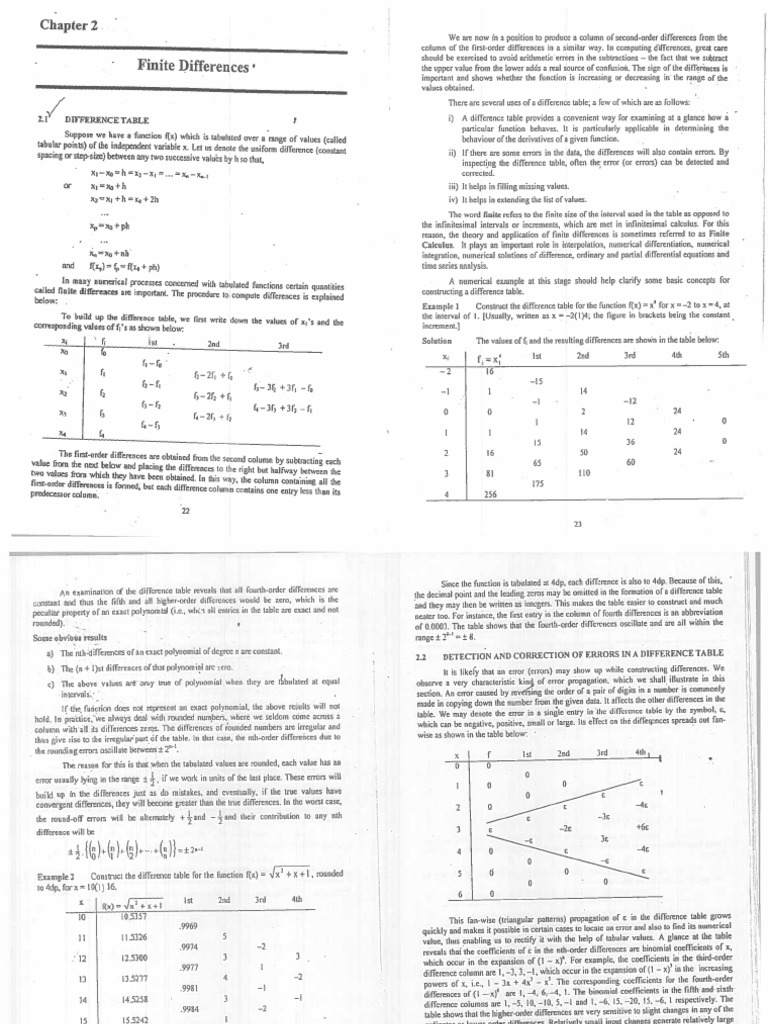 Chapter 2 and 3 Finite Differences and Interpolation Corrected 1 | PDF