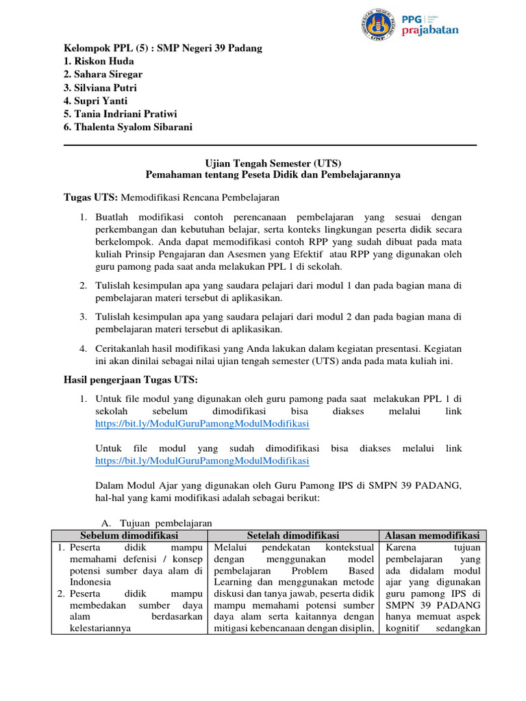 Uts PPDB Sahara Siregar | PDF