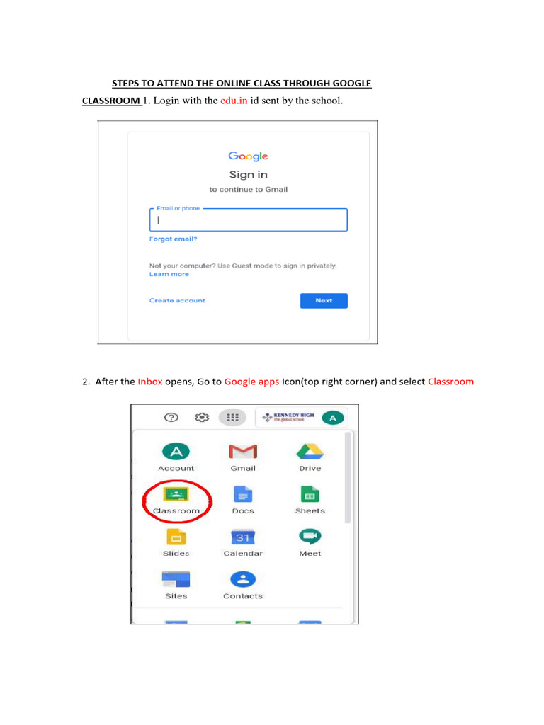 Steps To Attend The Online Class Through Google Meet | PDF | Career ...
