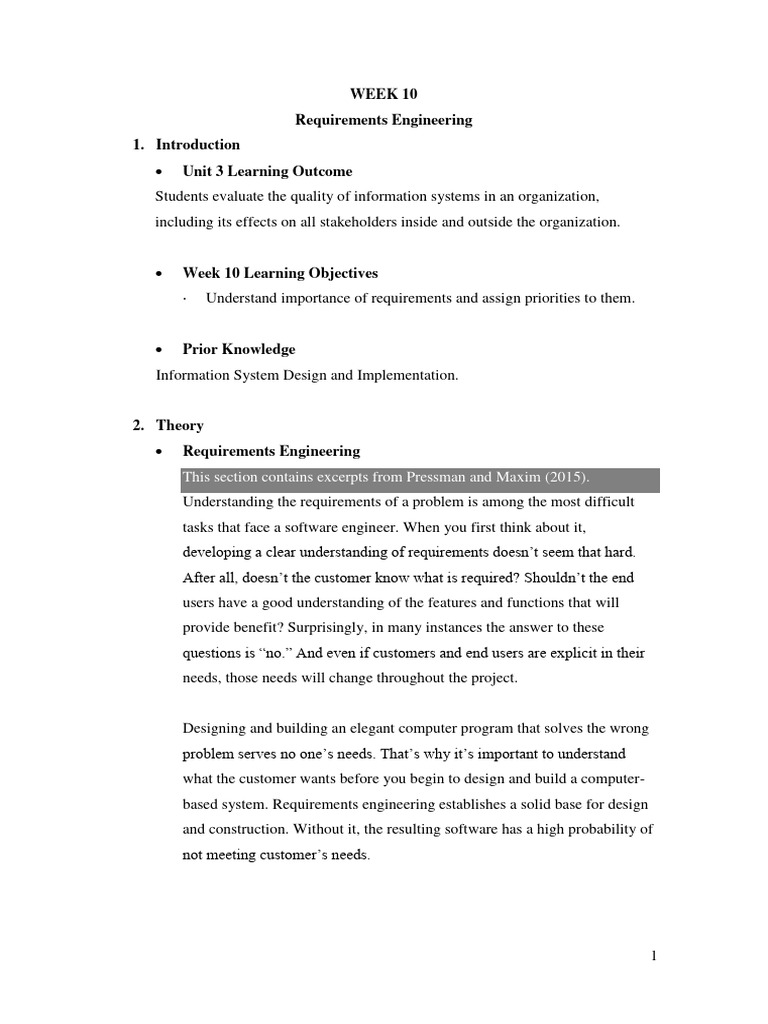 Requirements Engineering - Reading | PDF | Specification (Technical ...