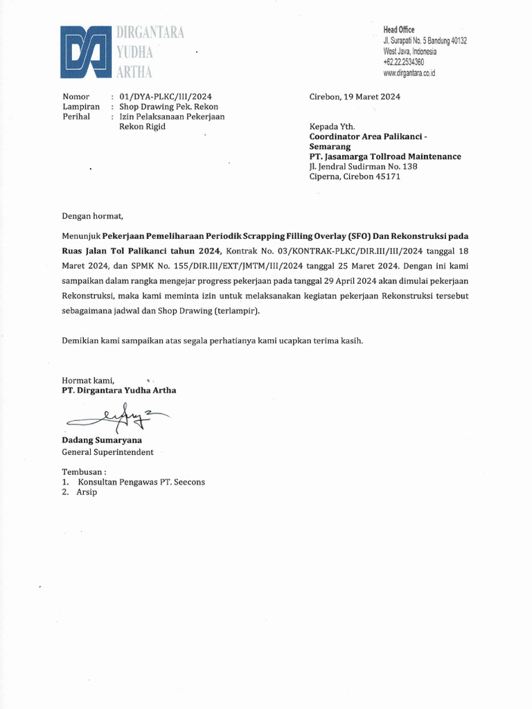 Rencana Kerja Rekonstruksi Rigid GT Ciperna | PDF