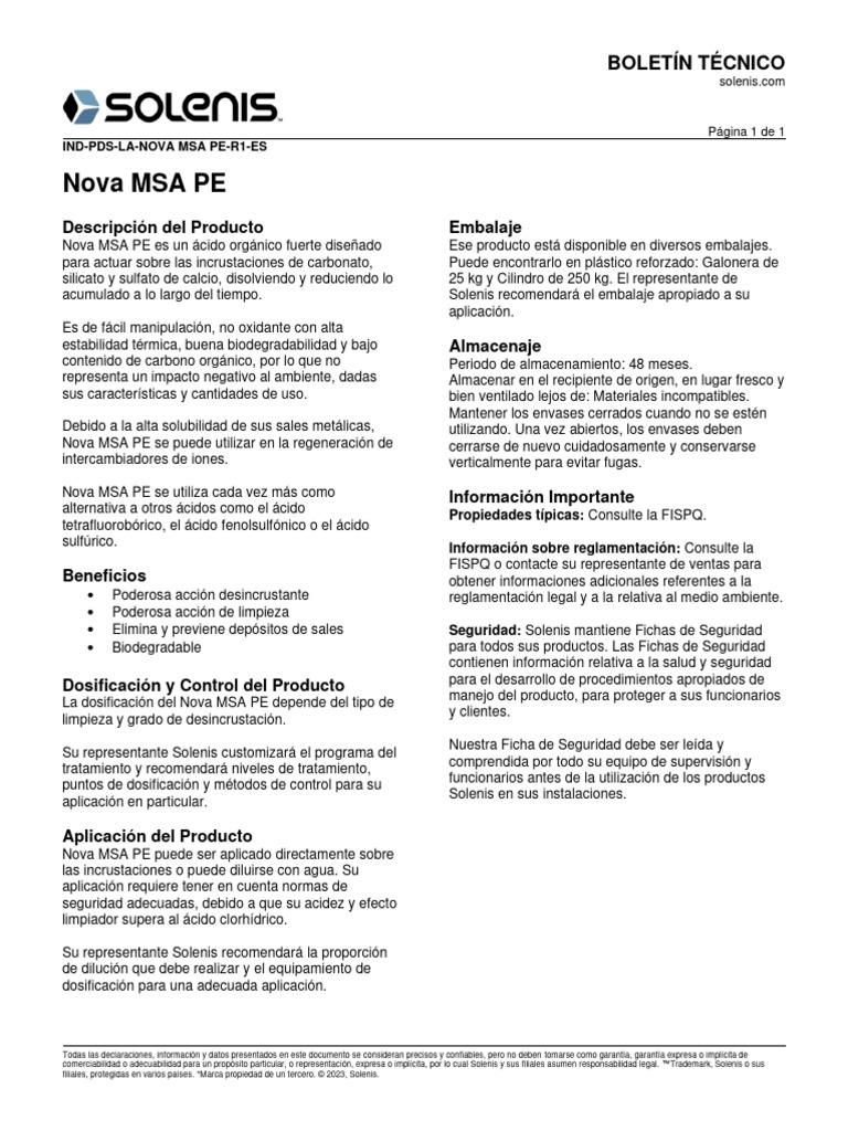 Ind-Pds-La-Nova Msa Pe-R1-Es | PDF | Sal (química) | Ácido