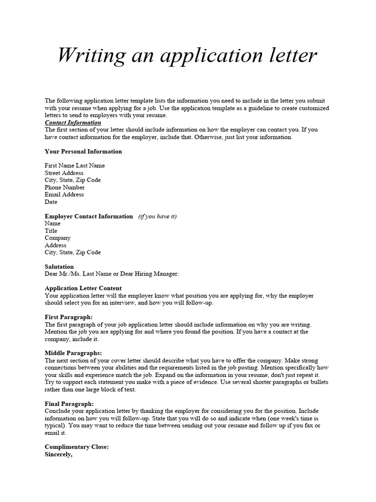 Writing An Application Letter | PDF