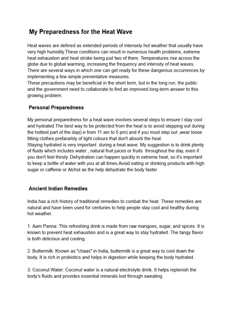 My Preparedness For The Heat Wave | PDF | Climate Change | Heat Wave