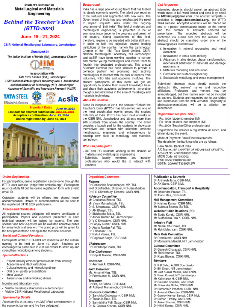 Final Brochure - BTTD 2024 | PDF | Metallurgy