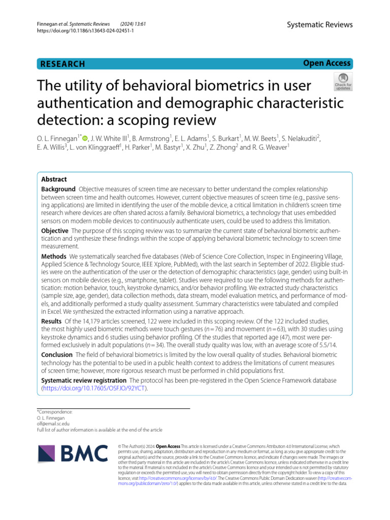 The Utility of Behavioral Biometrics in User Authentication and Demographic Characteristic ...