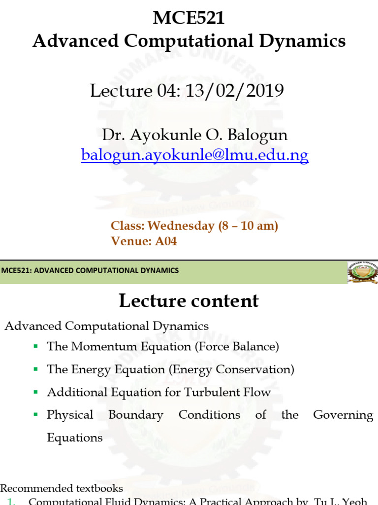 MCE521 Lecture IV | Download Free PDF | Fluid Dynamics | Force