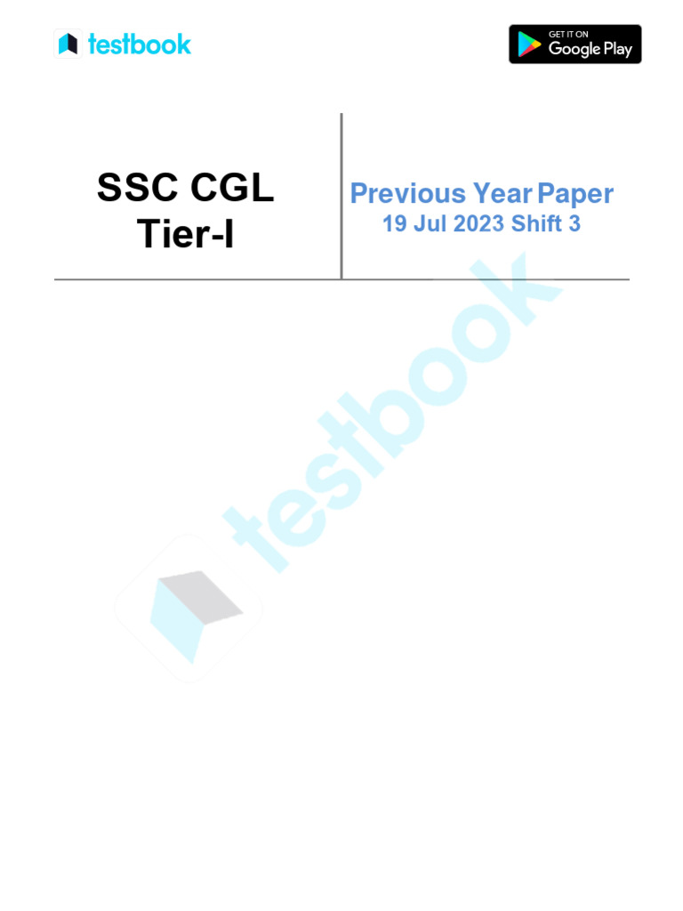 SSC CGL 2023 Tier-I Official Paper (Held On 19 Jul 2023 Shift 3) | PDF ...