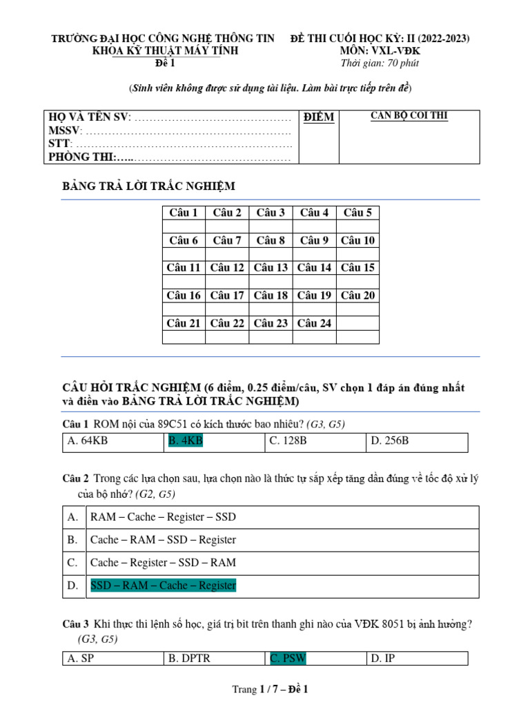CE103 CK HKII 2022-2023 Đề-1 | PDF