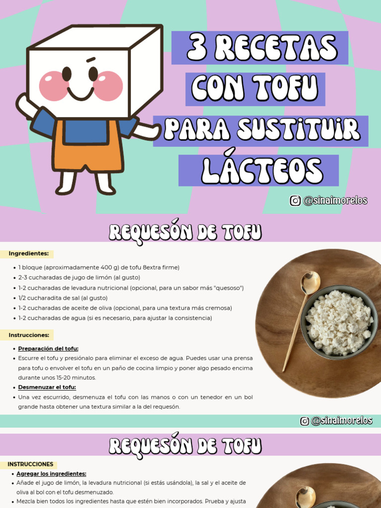 3 Recetas Con Tofu | PDF | Yogur | tofu