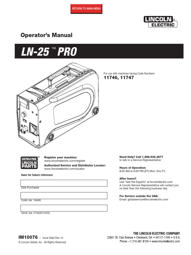 LN-25 Pro Operator's Manual | PDF | Welding | Construction