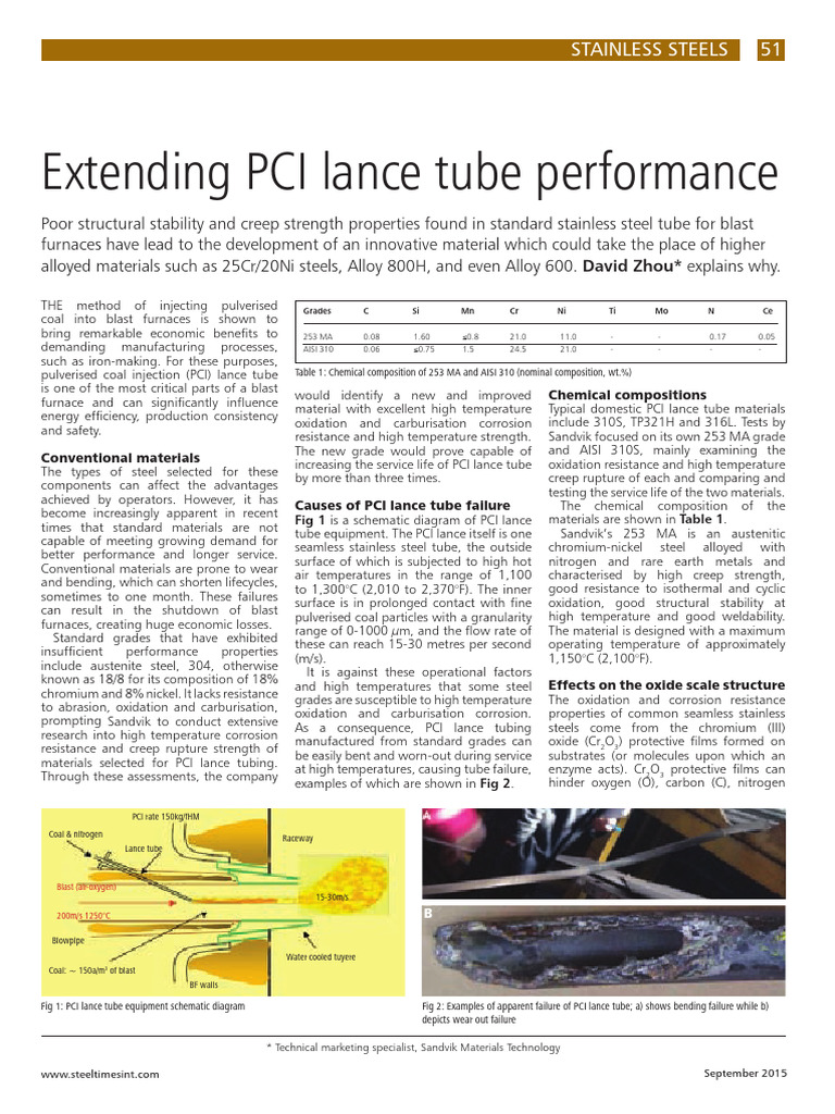 Extending PCI Lance Tube Performance | PDF | Stainless Steel | Steel