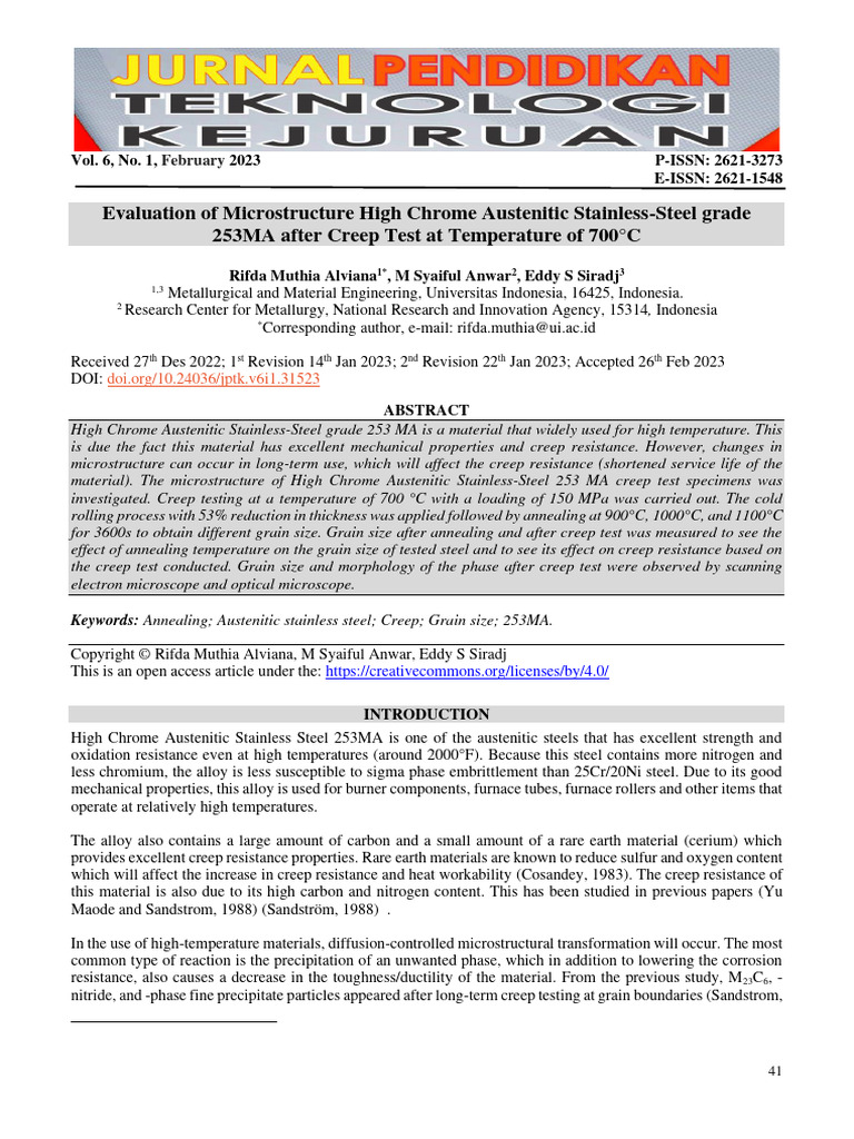 Evaluation of Microstructure High Chrome Austenitic Stainless-Steel | PDF | Steel | Stainless Steel