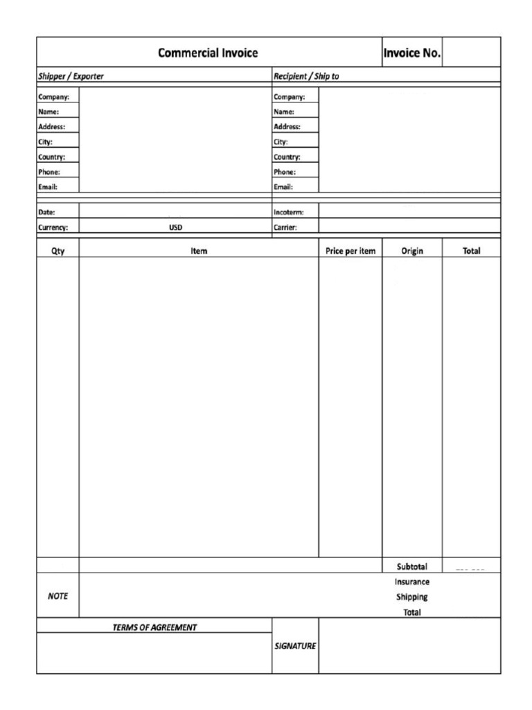 Factura Comercial Vacia | PDF