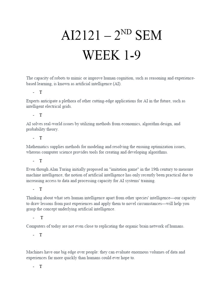 Ai 2121 | PDF | Artificial Intelligence | Intelligence (AI) & Semantics