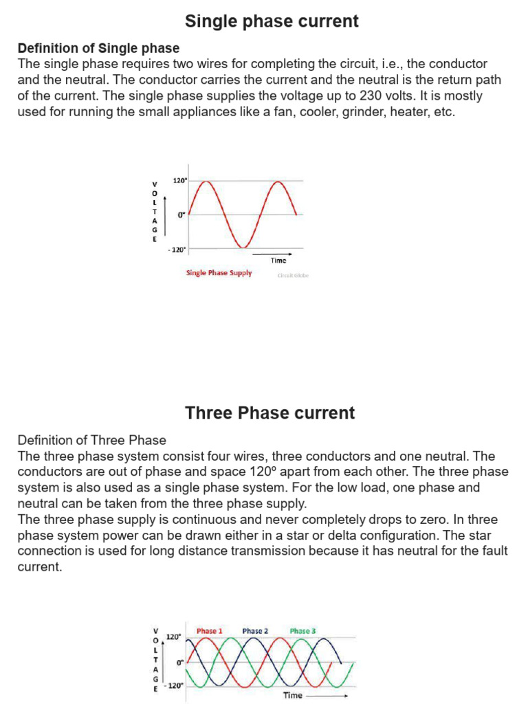 Single & 3 Phase Current | PDF | Mains Electricity | Electrical Engineering