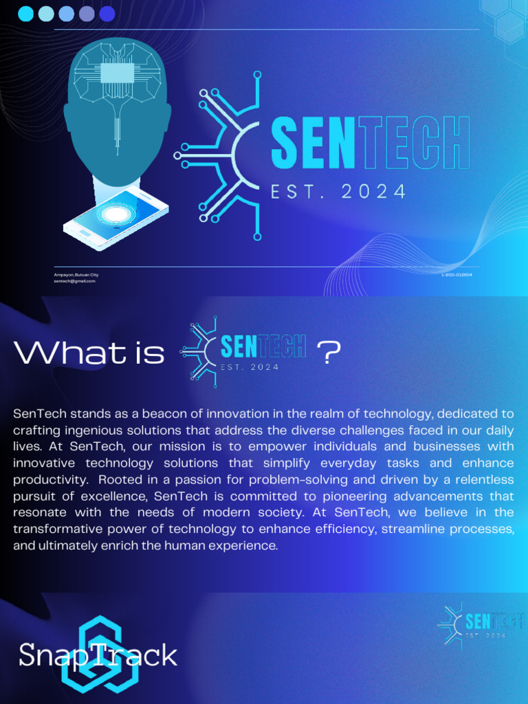 SENTECH SNAPTRACK PITCH FOR MIDTERMS - Compressed | PDF | Brand | Usability
