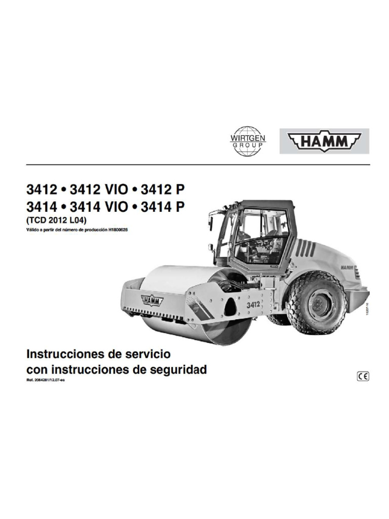 Manual de operación y mantenimiento Rodillo HAMM 3412 | PDF