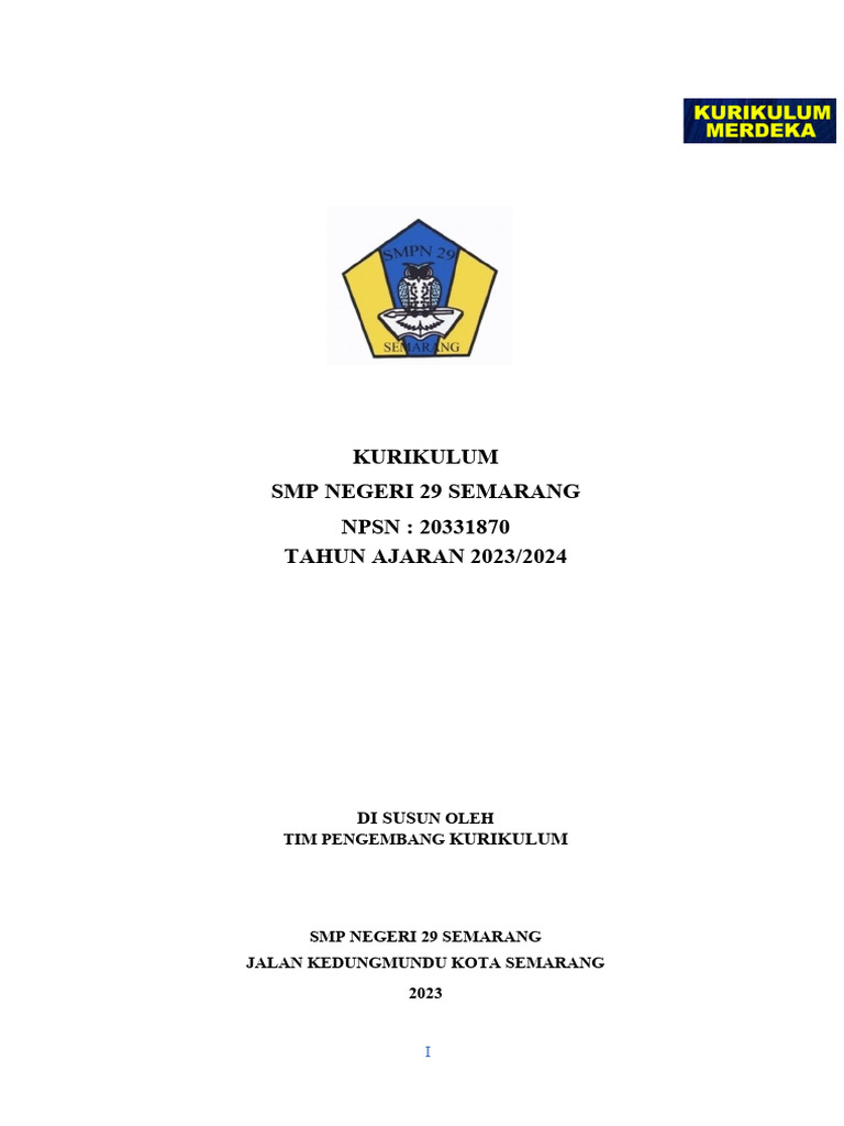 KOSP SMP N 29 Semarang Tahun 2023 Rev 5 Juli 2023 | PDF