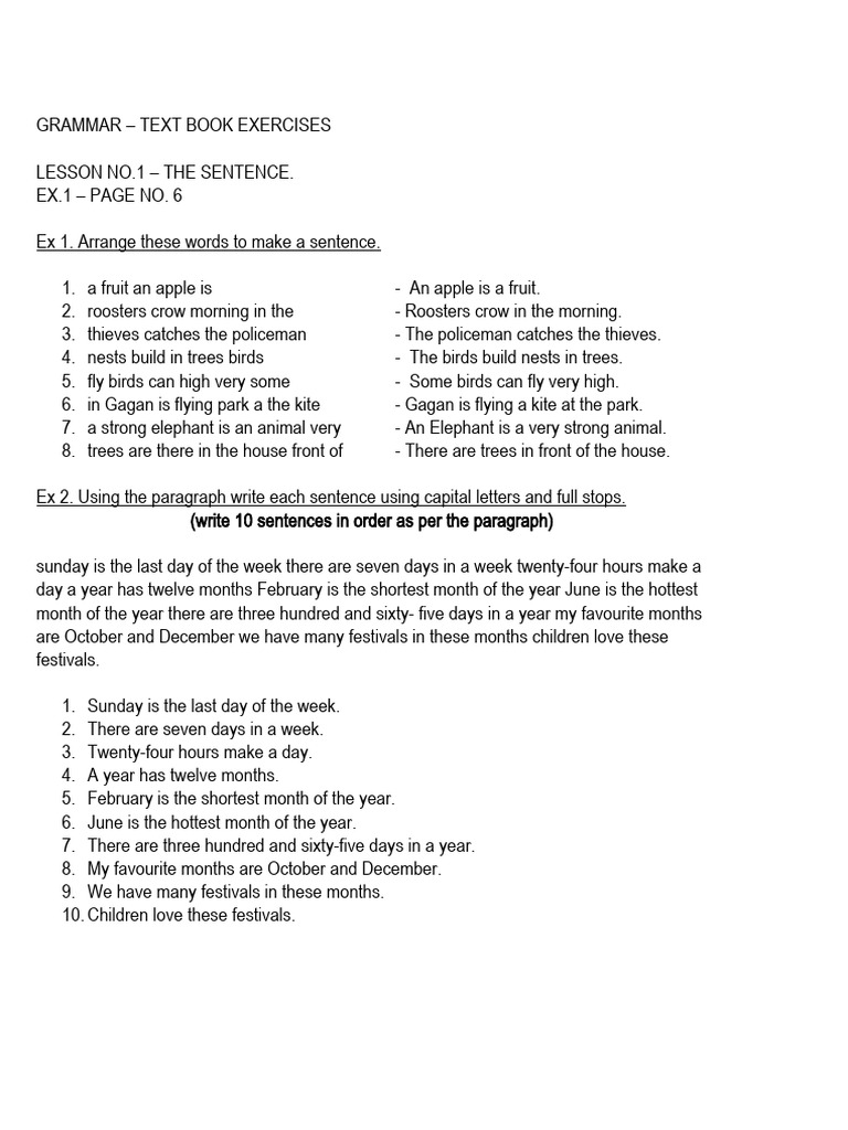Class 3 Grammar Pdf Grammar Syntax 