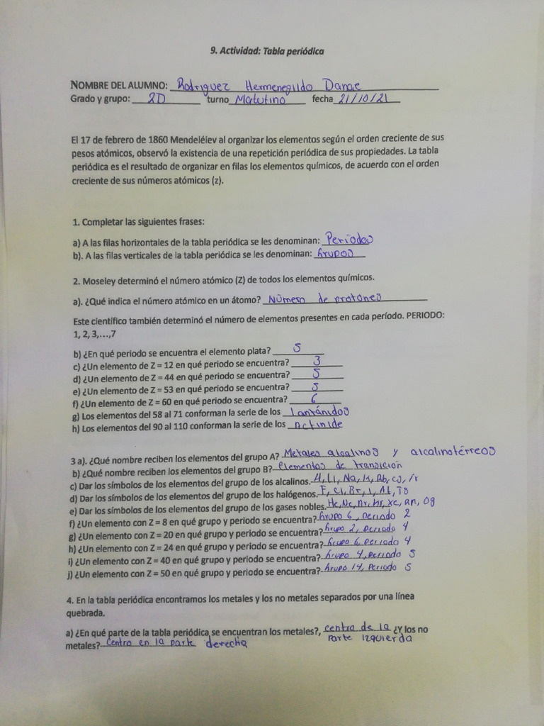 Actividad de Tabla Periódica | PDF | Tabla periódica | Rieles