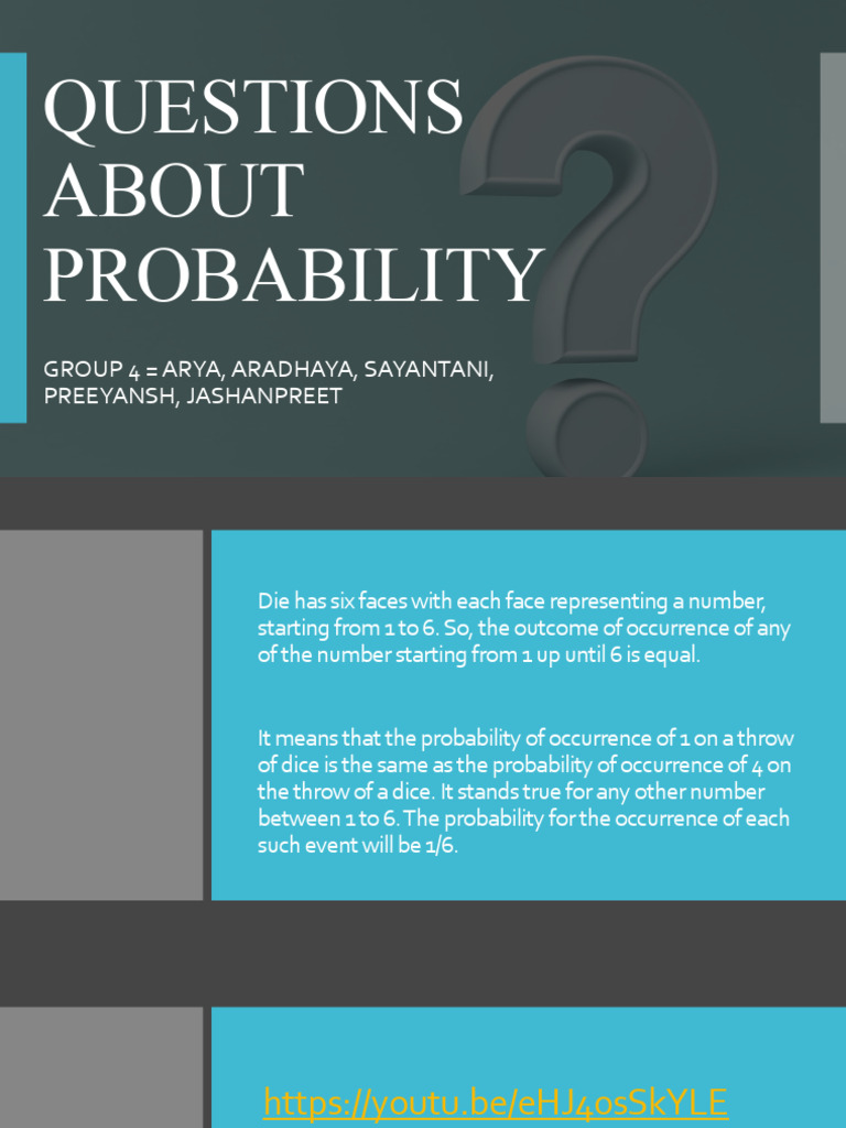 Group Activity Probability | PDF | Odds | Dice