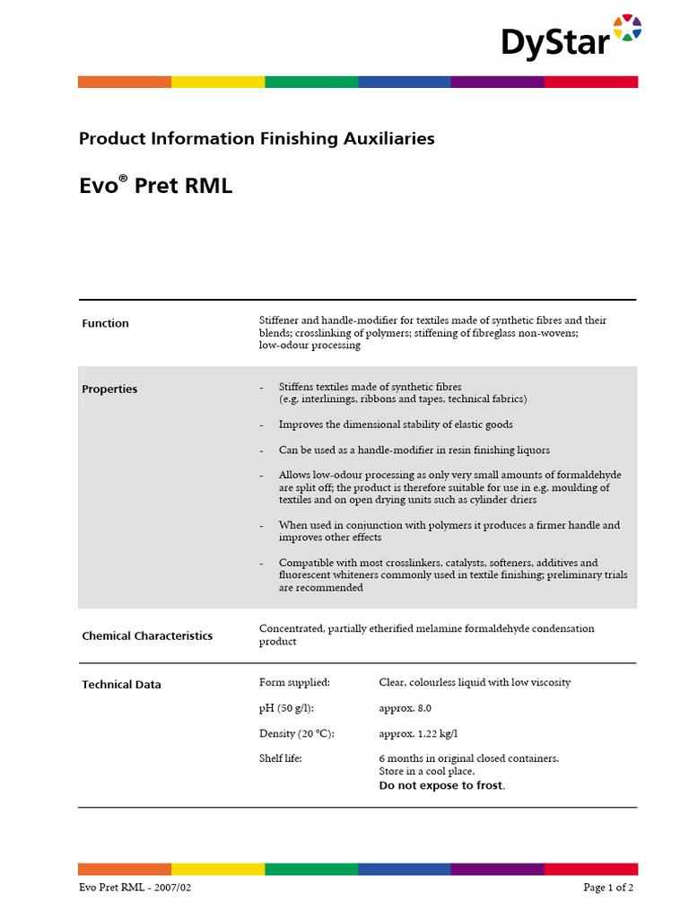 Evo Pret RML English | PDF | Textiles | Formaldehyde