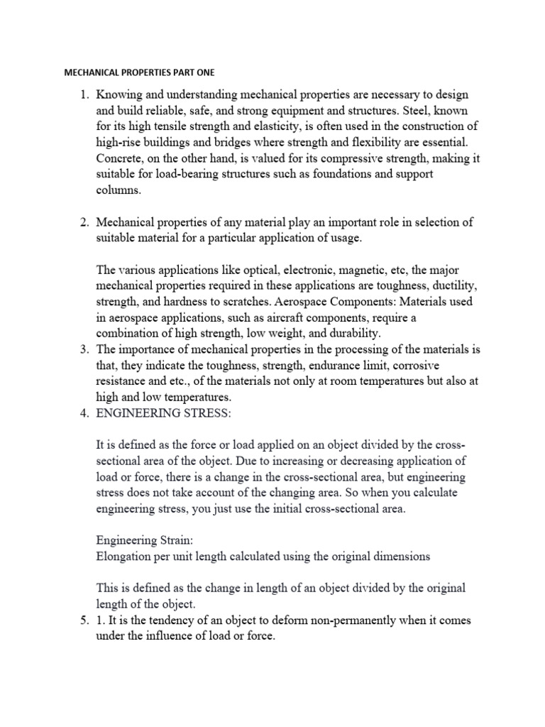 MECHANICAL PROPERTIES PART ONE | PDF | Deformation (Engineering) | Ductility