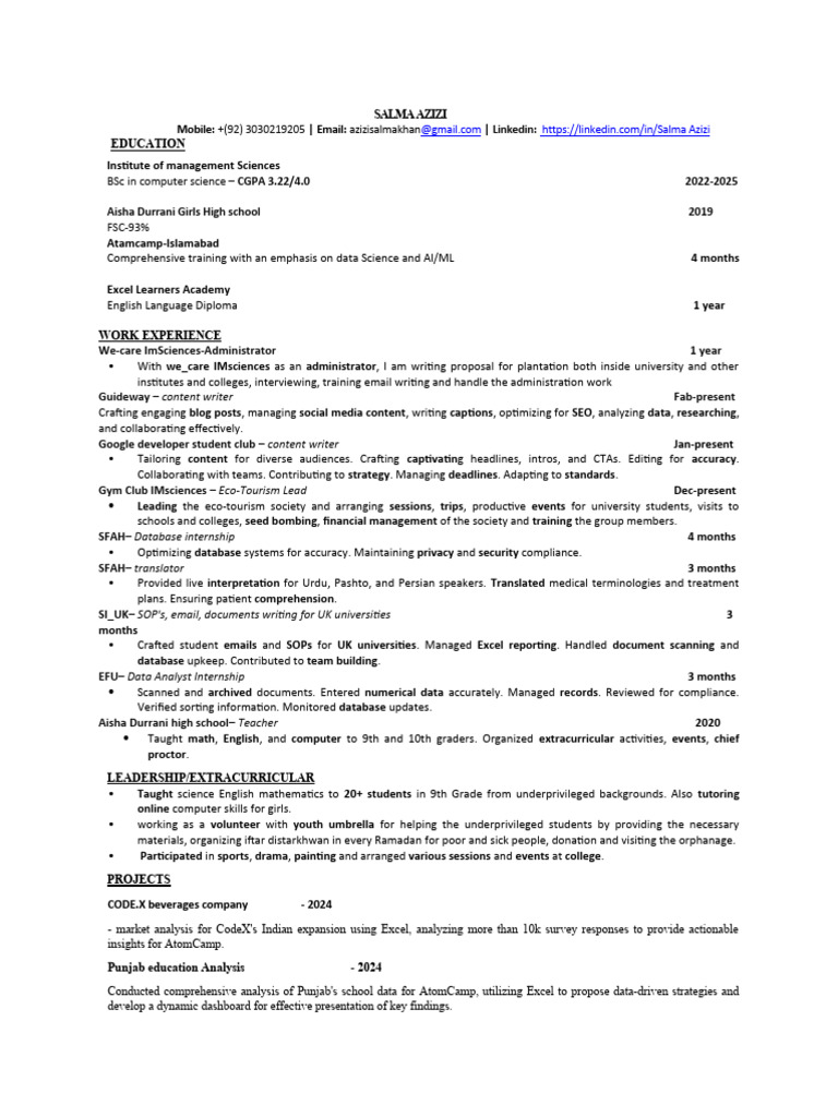 salma 2024 may updated cv_063722 | PDF | Computing