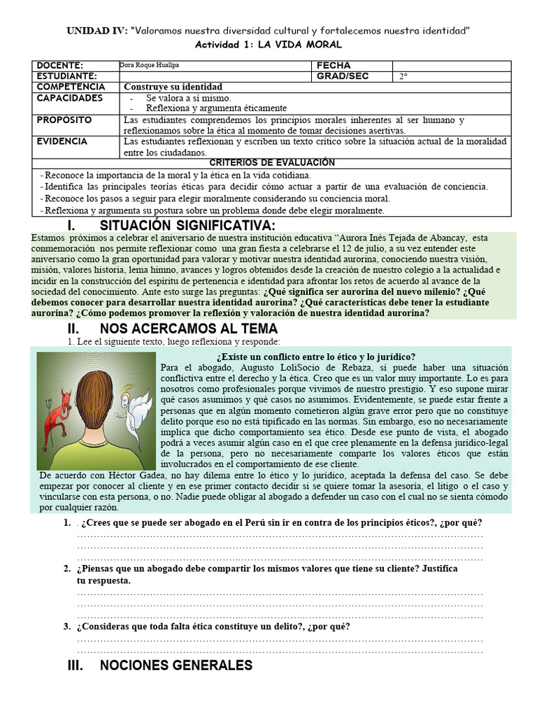 2° DPCC - Actv.01-Uni.4 2024 | PDF | Moralidad | Felicidad