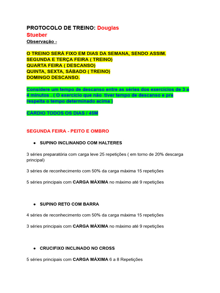 Protocolo de Treino - Douglas - Stueber | PDF