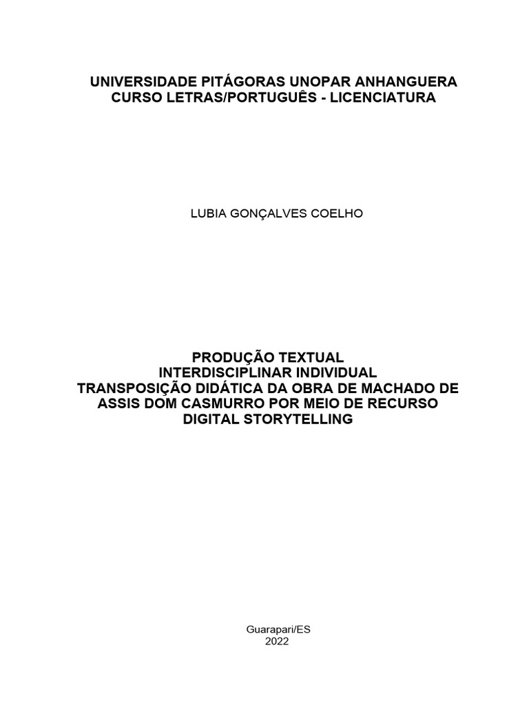 Atividade Interdisciplinar - Curso Lincenciatura Letras/português - Unopar | PDF | Pedagogia ...