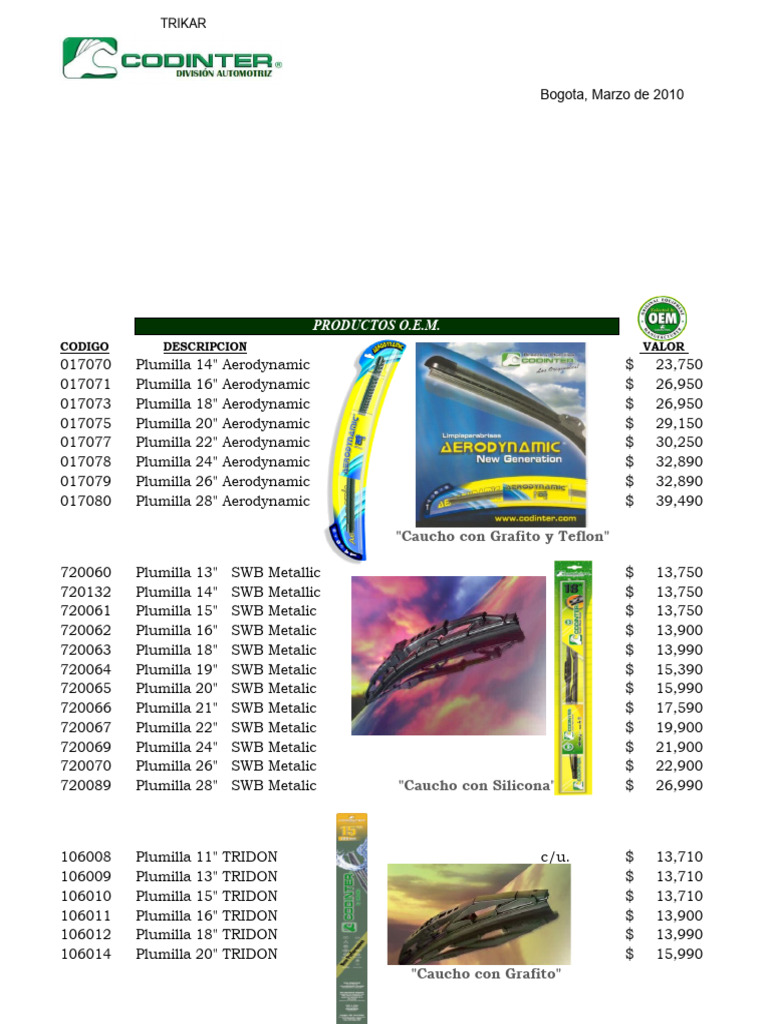 Lista Automotriz Codinter | PDF | Tecnología de vehículos | Vehículos de ruedas