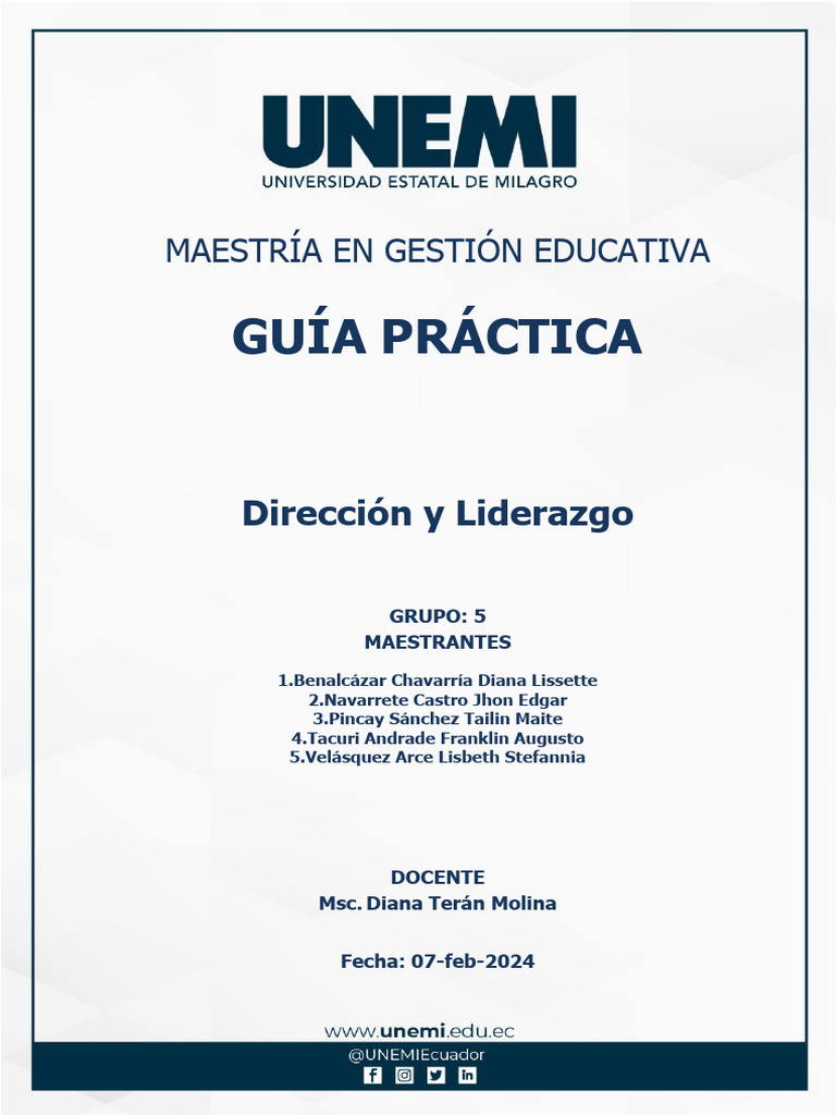 Deber Grupal Liderazgo | PDF | Liderazgo | Motivación