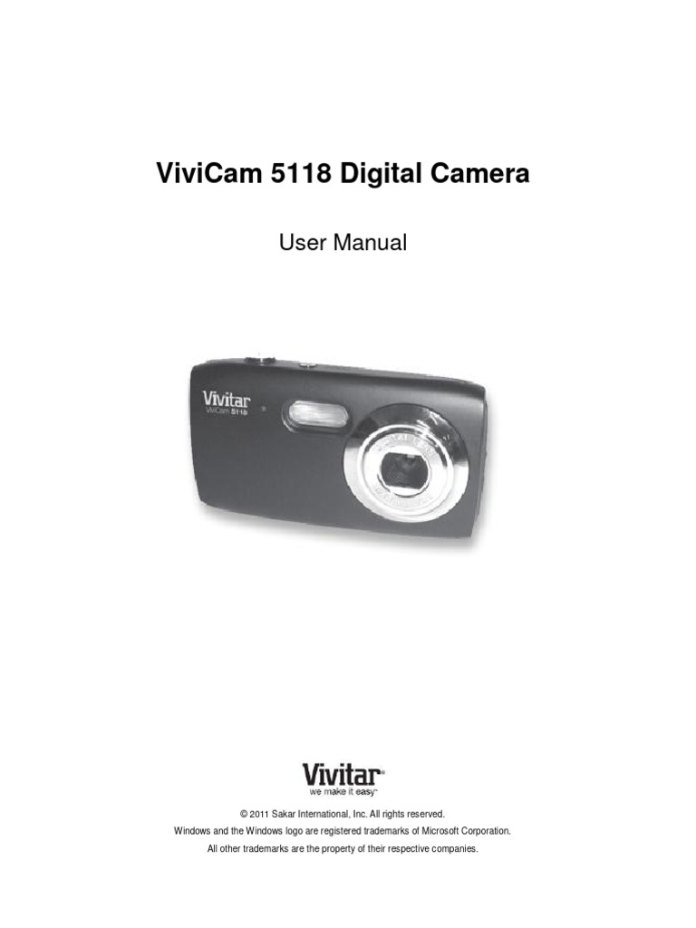 ViviCam 5118 Camera Manual | PDF | Menu (Computing) | Camera