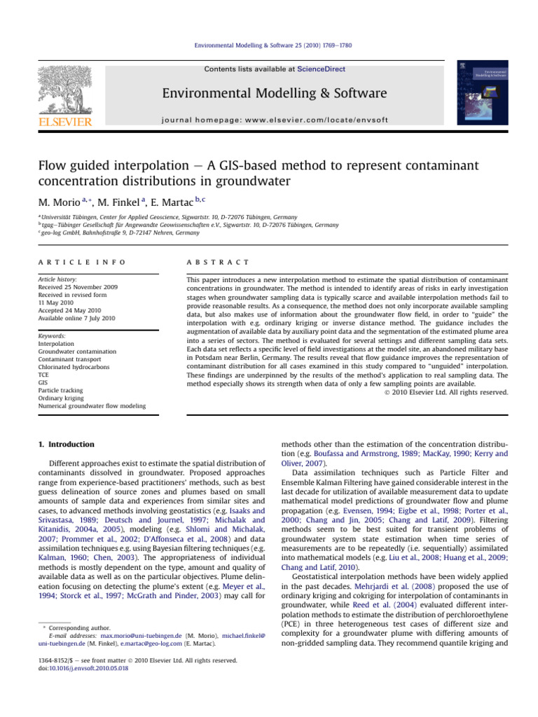 Flow guided interpolation – A GIS-based method to represent contaminant ... Flow guided interpolation – A GIS-based method to represent contaminant ...
