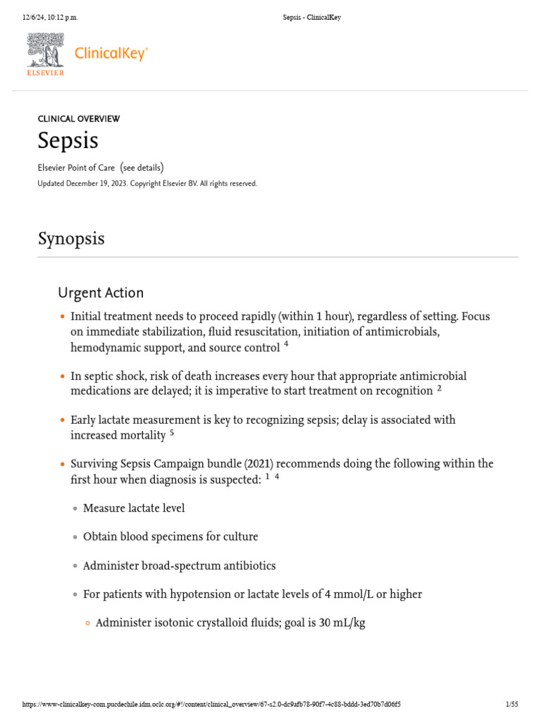 Sepsis - ClinicalKey | PDF | Sepsis | Pneumonia