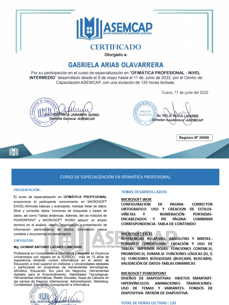 Ofimatica Profesional . | PDF | Microsoft | Informática