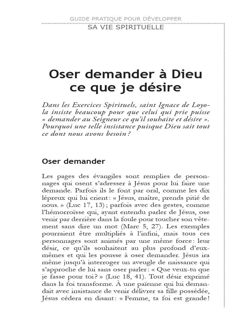 Oser demander à Dieu ce que je désire | PDF | Prière | Dieu
