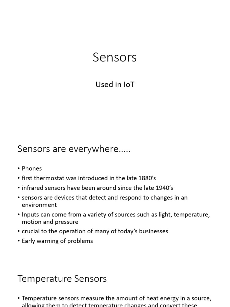 LEC-2-Sensors Used in IoT | PDF | Accelerometer | Sensor