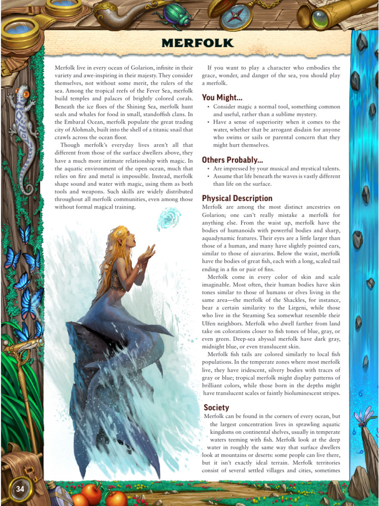 Merfolk Ancestry - Howl of The Wild - Pathfinder 2e REMASTER | PDF ...
