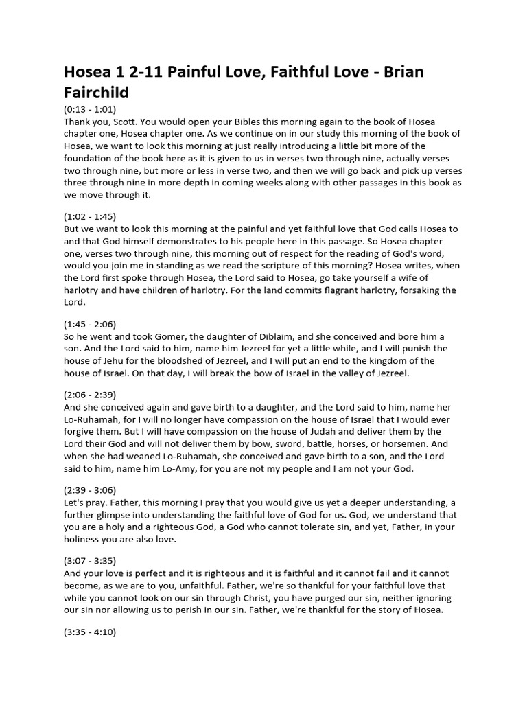 Hosea 1 2-11 Painful Love, Faithful Love - Brian Fairchild | PDF ...