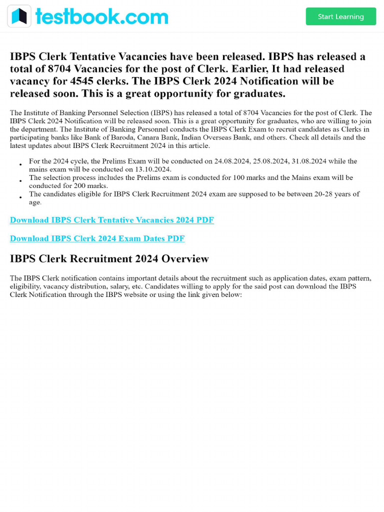 IBPS ClerkExam Info | PDF