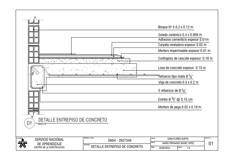 Detalle Entrepiso Concreto Sarafg - MG | PDF